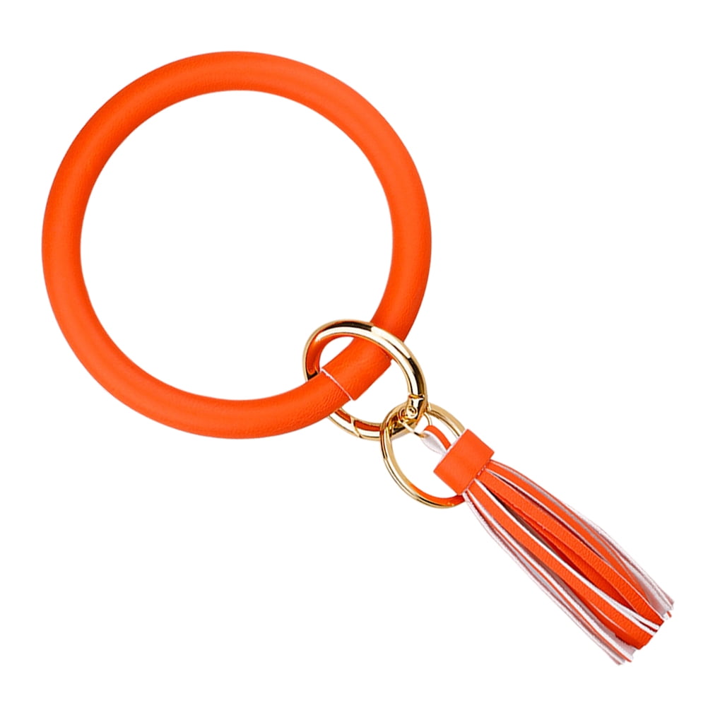 WORGEOUS PU Fluorescence Bangle Keyring Tassel Large Circle Wristband ...