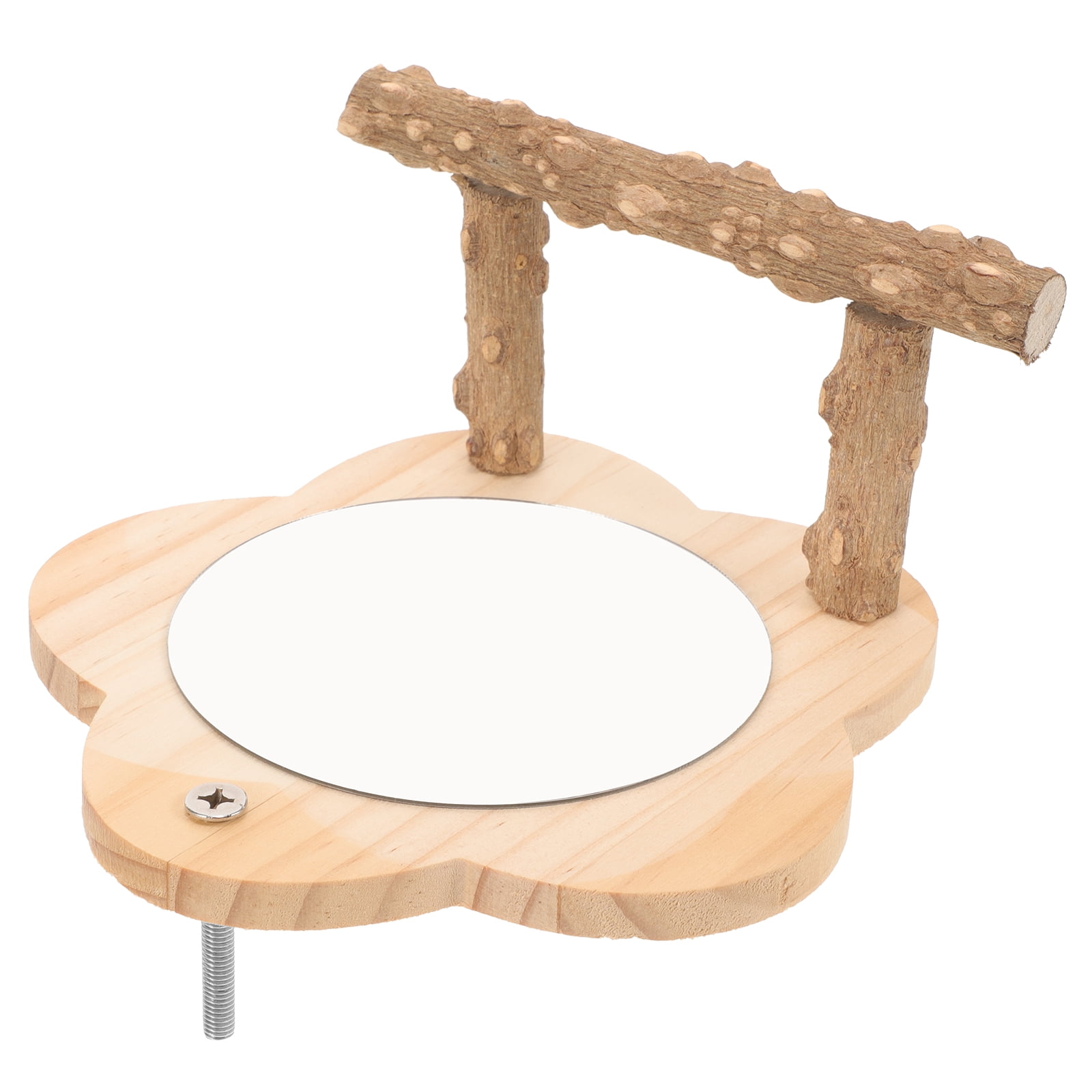 Wooden Bird Perch Stand for Parrot Training with Mirror Assorted Color ...