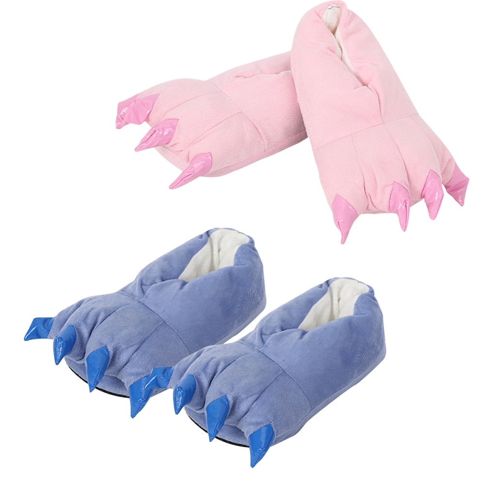 WORGEOUS Plush Animal Paws Funky Slippers Cozy Flannel Nightgown Men ...