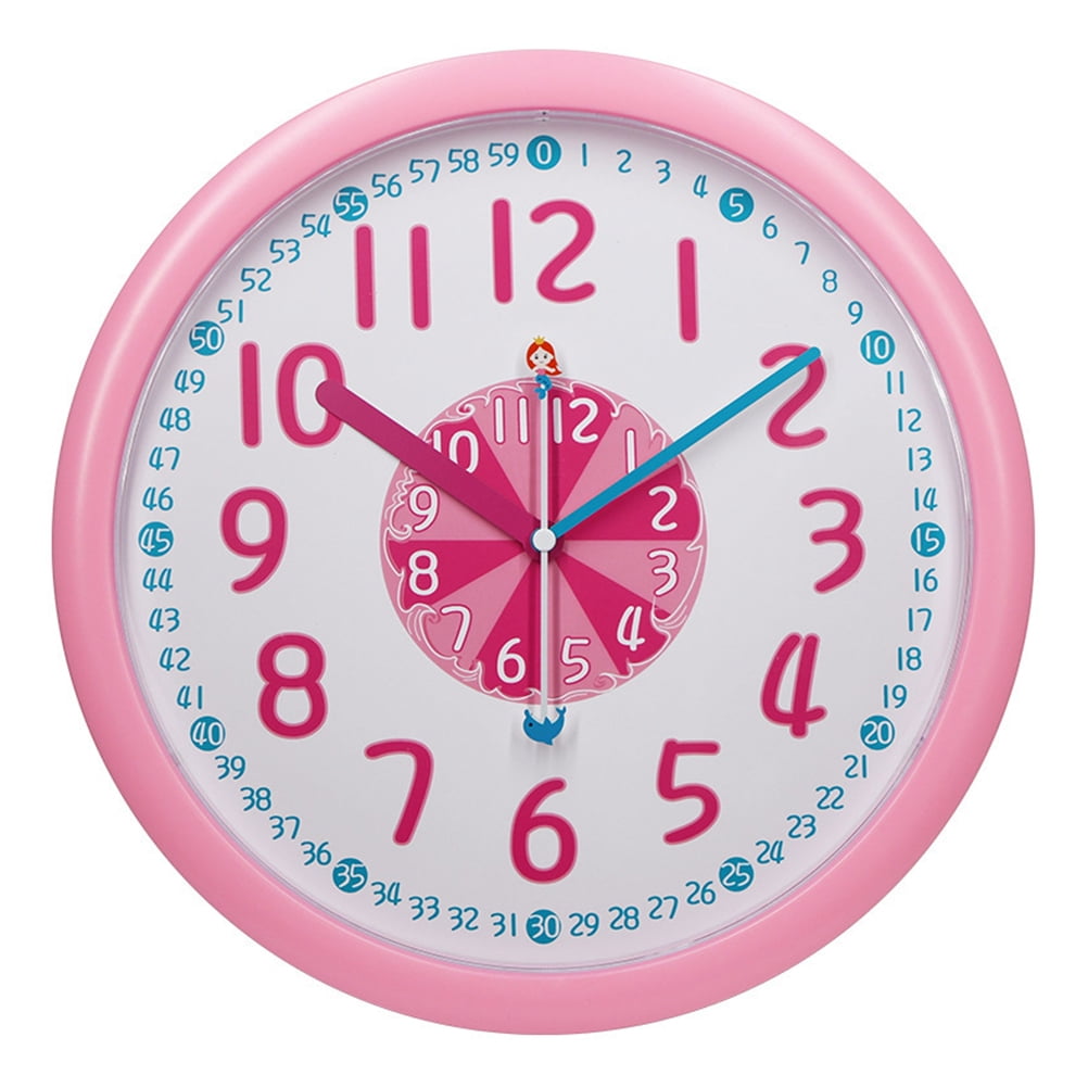 WORGEOUS Pointer Number Time Cartoon Silent Creative Round Wall Clock ...