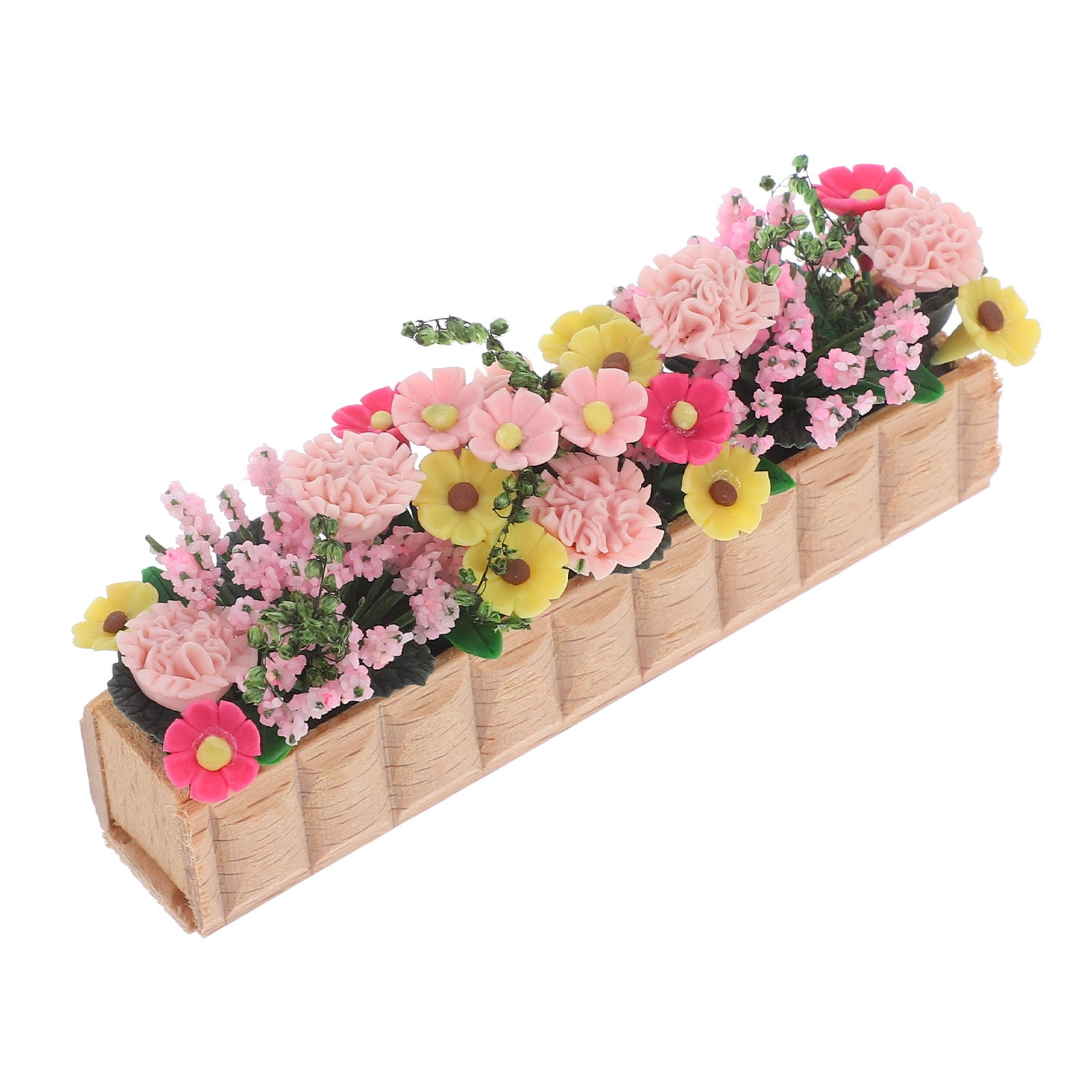 ADDHAT Mini Flower Pot Bright Colors 1Pcs 3.2x1.2x0.7In Wooden Long Pot ...