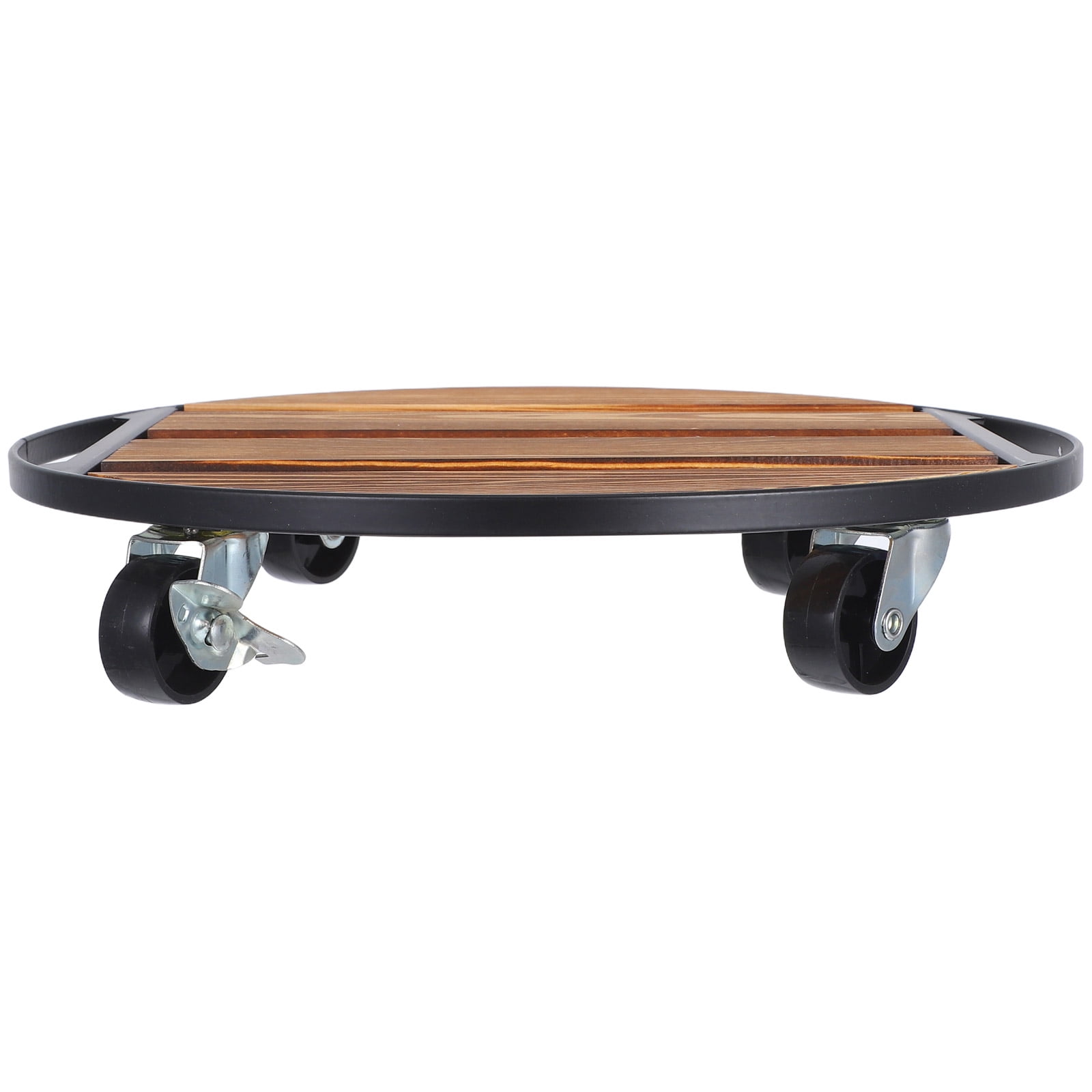 WORGEOUS Rolling Plant Stand with Wheels Round Wooden Plant Tray for ...
