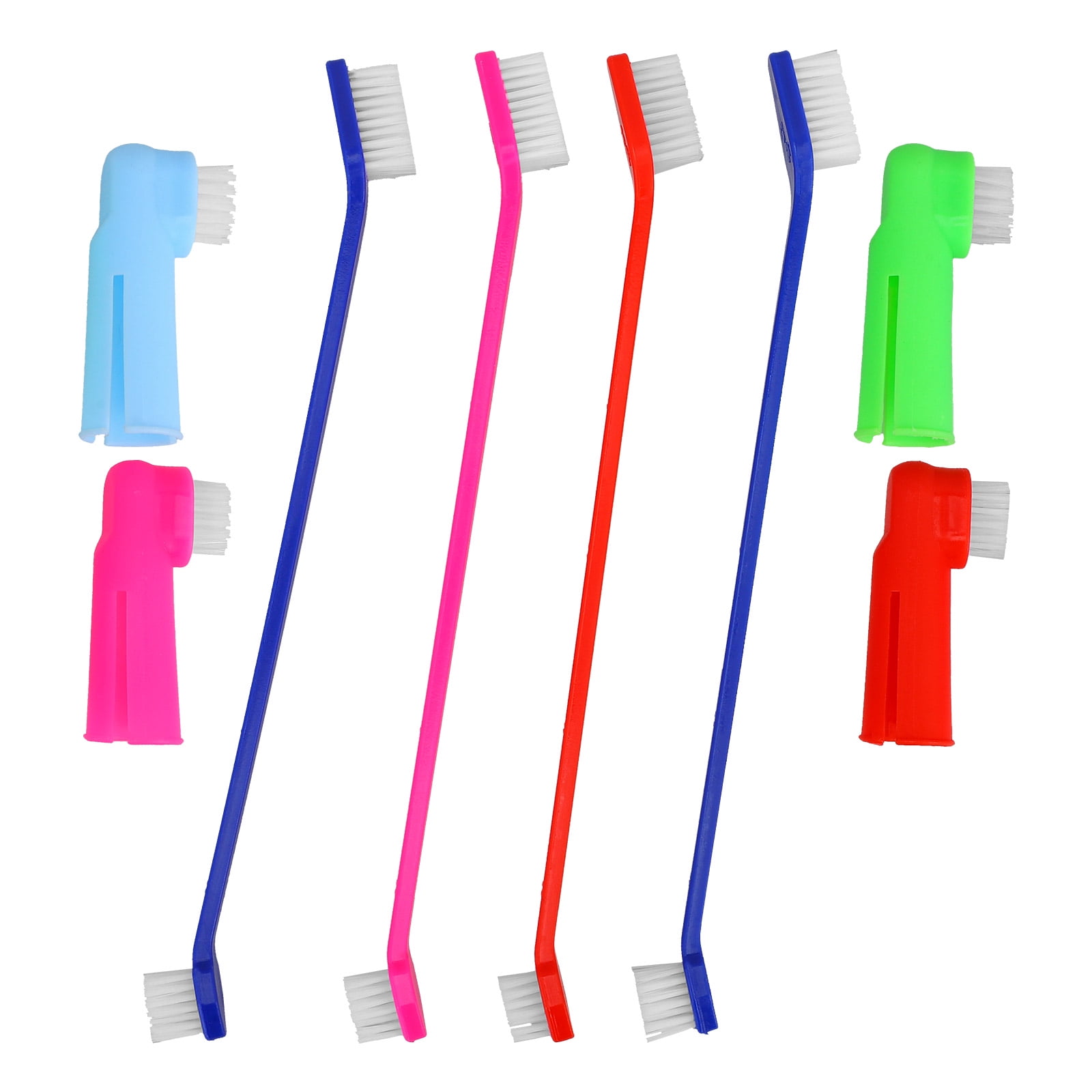WORGEOUS Set of 8 Cat Dog Toothbrush Dual Headed Dental and Dog Finger ...