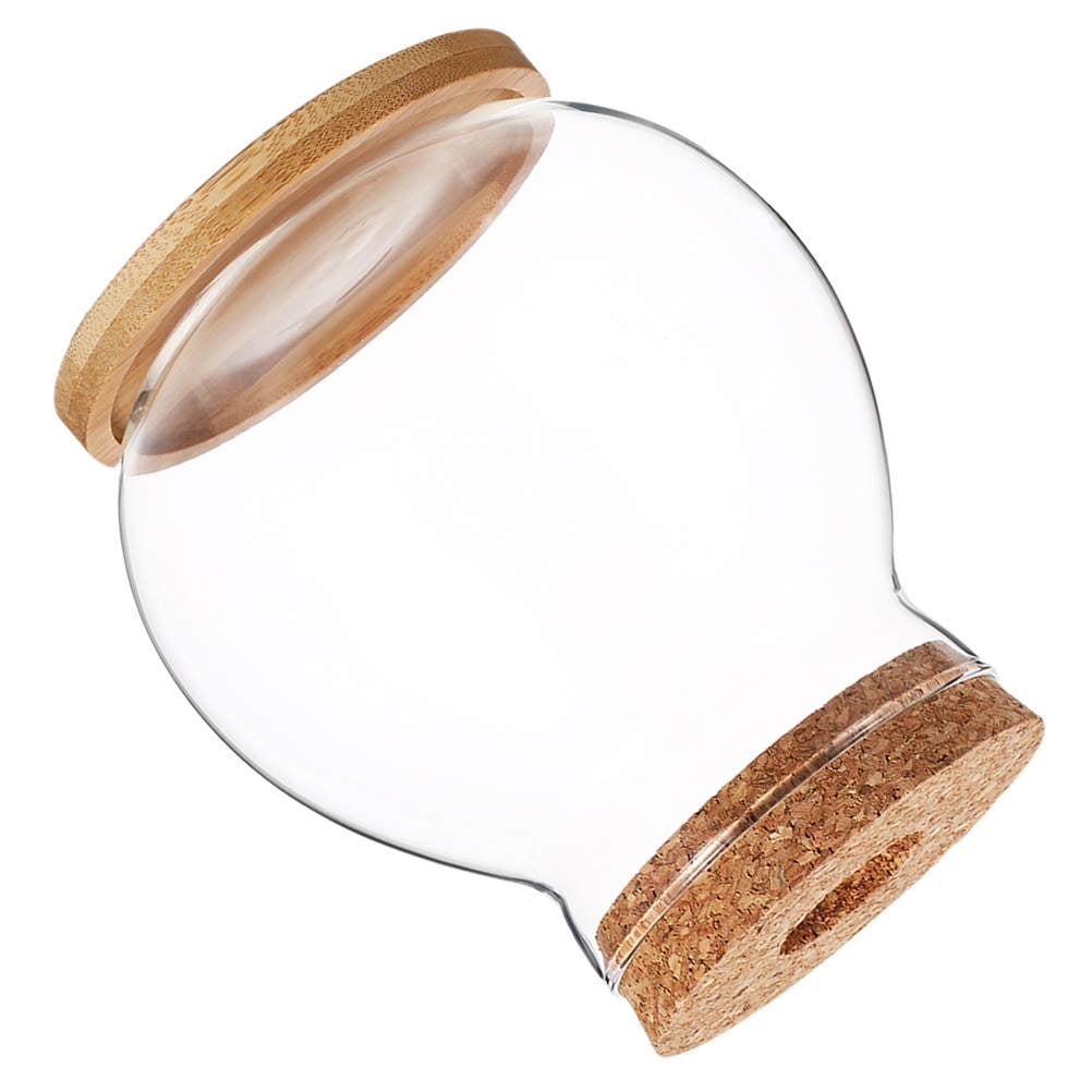 WORGEOUS Small Fish Bowl With Wood Lid Hydroponic Glass Fish Tank For ...