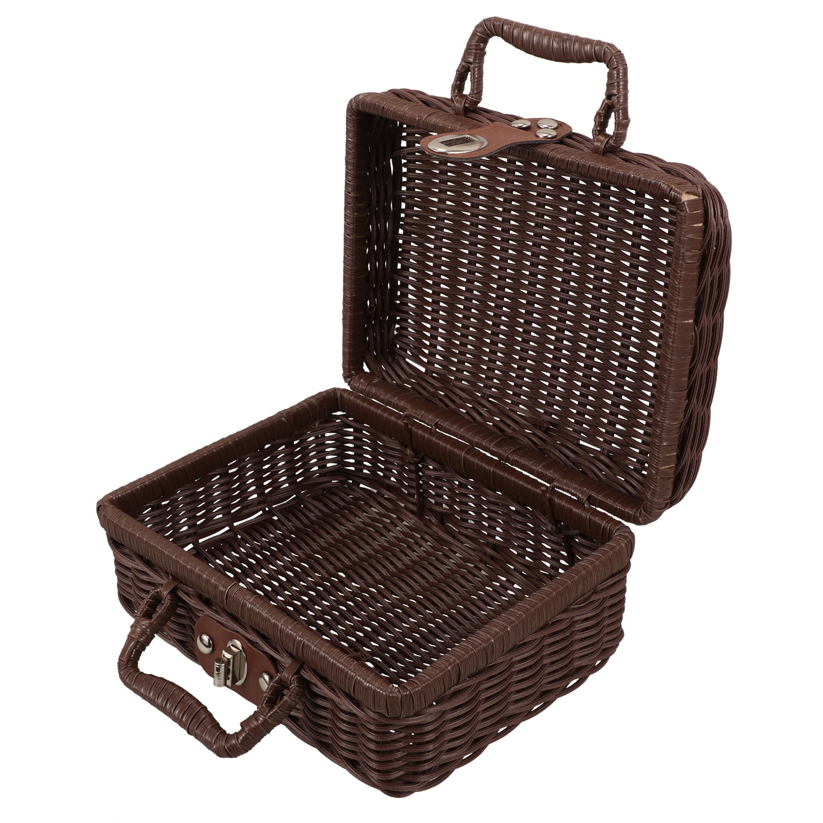 WORGEOUS Small Suitcase Basket Woven Suitcase Simulation Rattan Woven ...