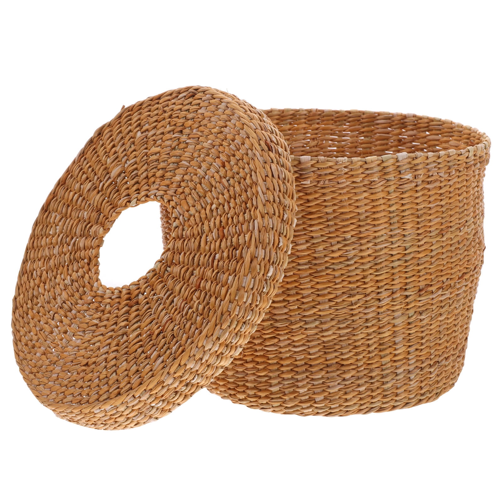 WORGEOUS Straw Weaving Napkin Case Round Tissue Box Tissue Holder for ...