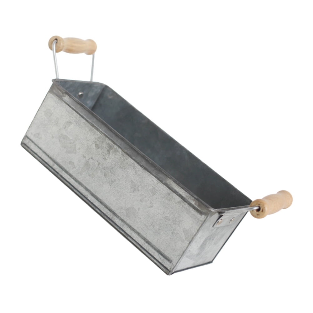 Silver Iron Small Plant Storage Basin with Handle for Succulent ...