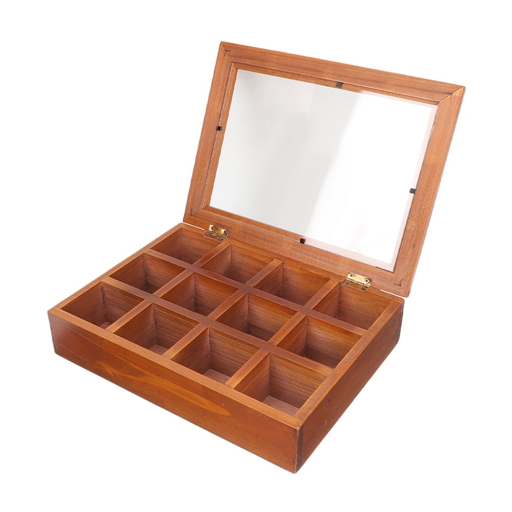 WORGEOUS Tea Bag Storage Box with 12-Compartments Wooden Tea Organizer ...