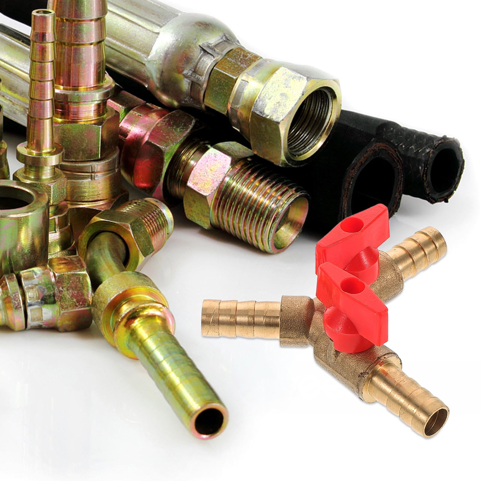 WORGEOUS Three-way Valve Hose Barb Fittings 3-Way Shut off Clamp Pipe ...