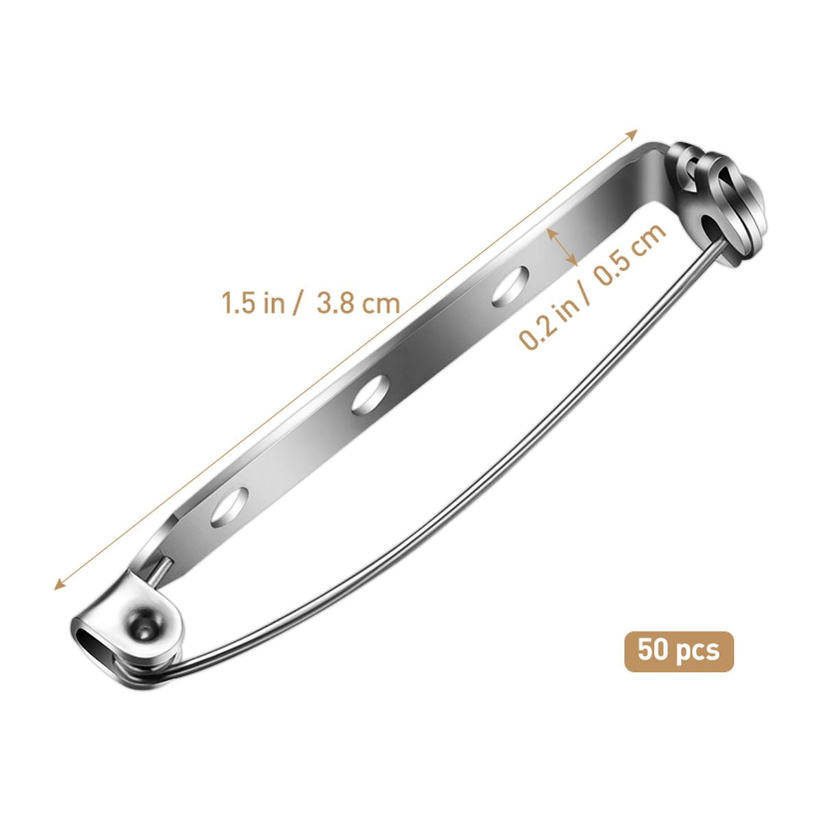 WORGEOUS Tinksky 50pcs 3.8cm Brooch Back Safety Catch Bar Three Holes ...