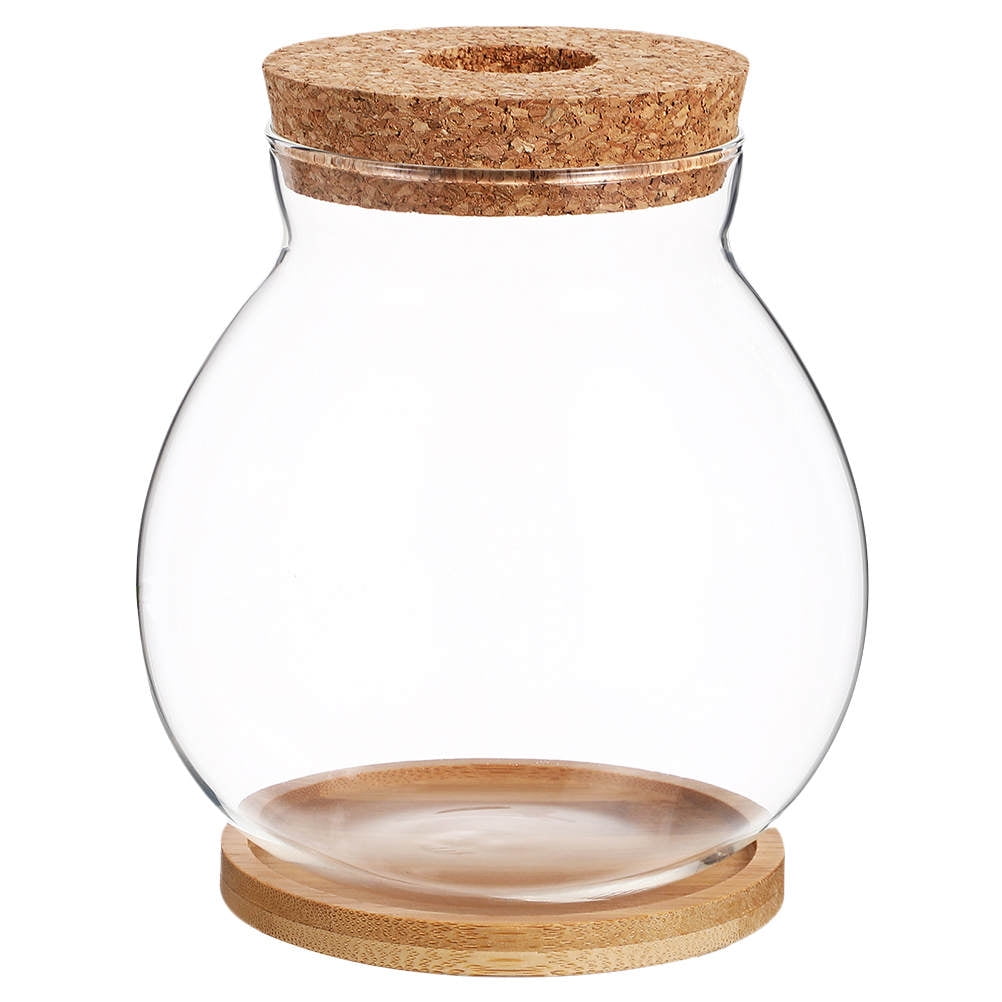 WORGEOUS Transparent Glass Fish Tank With Wood Lid Small Fish Bowl For ...