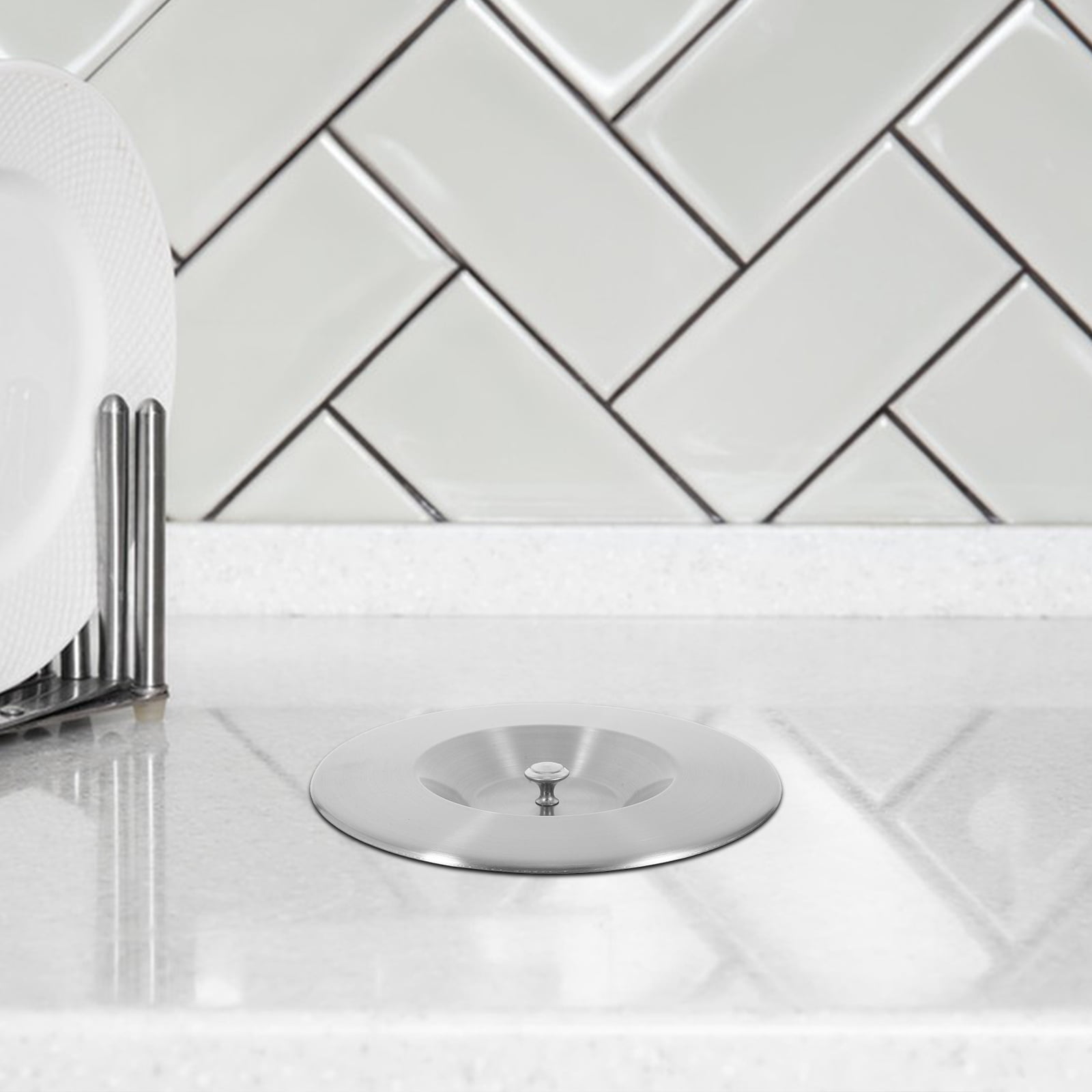 WORGEOUS Trash Can Recessed Trash Bin Lid Recessed Counter Top Cover ...