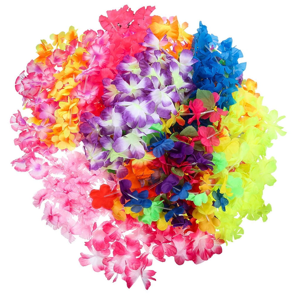 WORGEOUS Tropical Hawaiian Flower Lei Garland Polyester Fabric Circular ...
