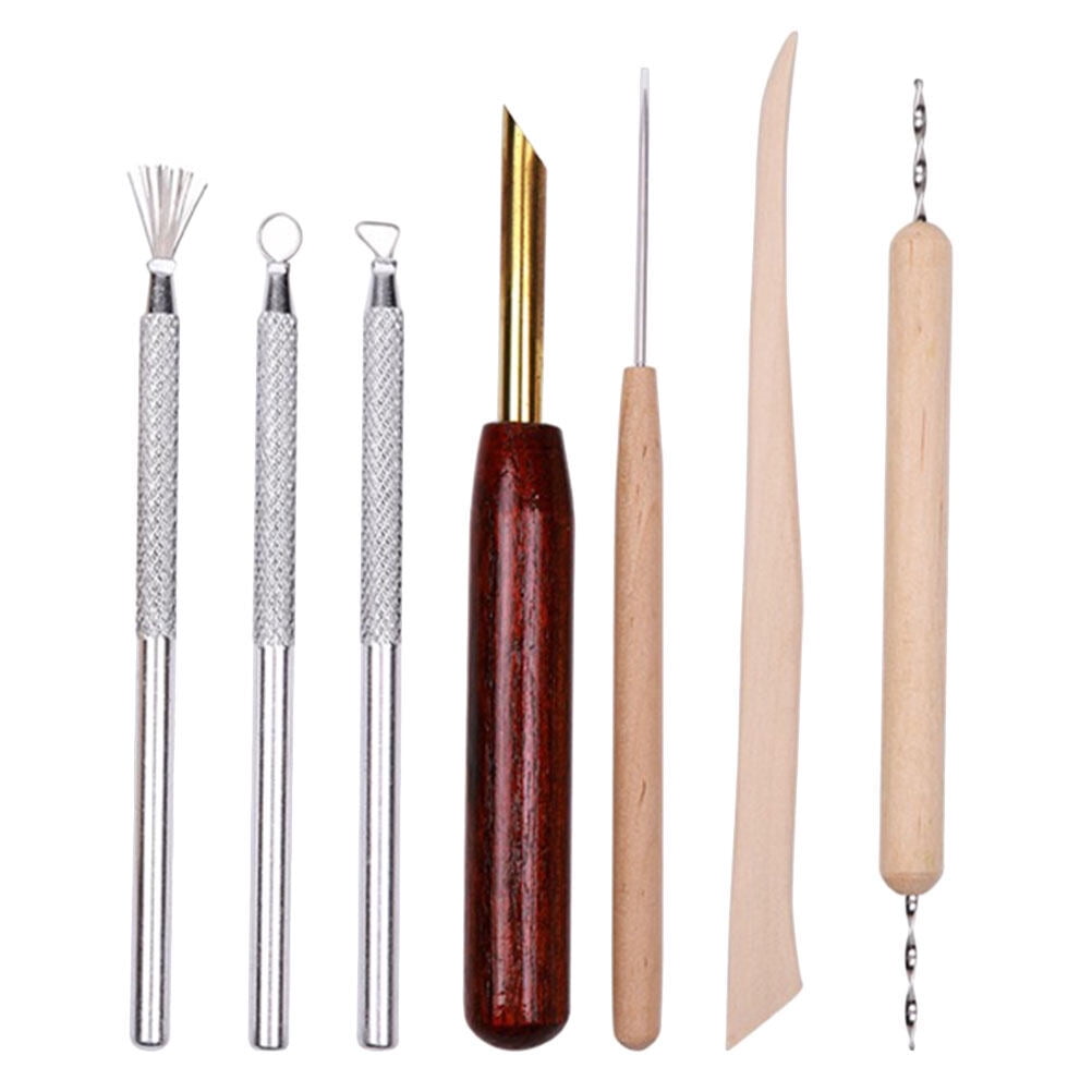 1 Set of 7 Wood Pottery Tools for Clay Sculpture and Carving Supplies ...