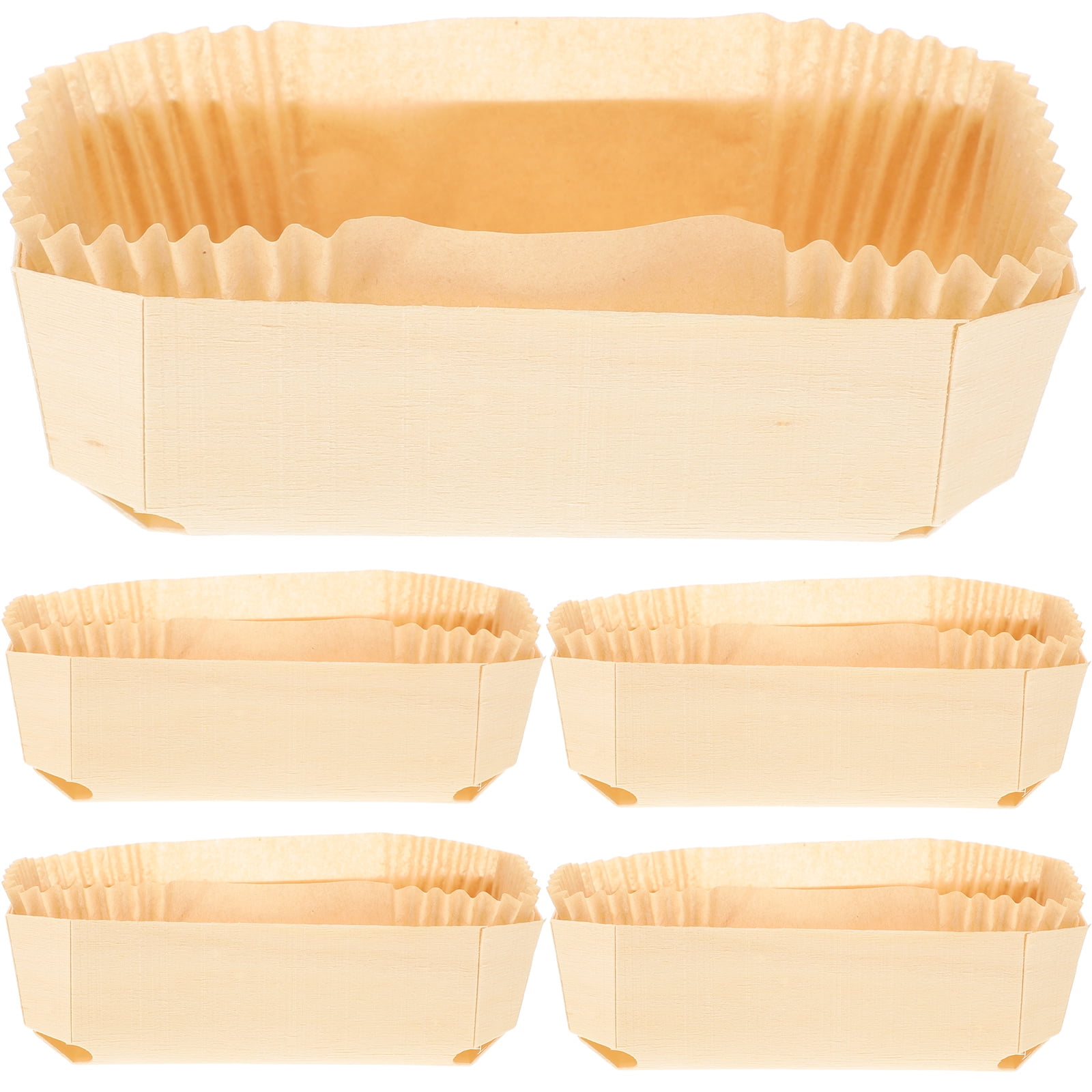 BRIGHTFUFU Cheese Cake Pans for Baking Beige 5 Wooden Baking Molds 4 ...