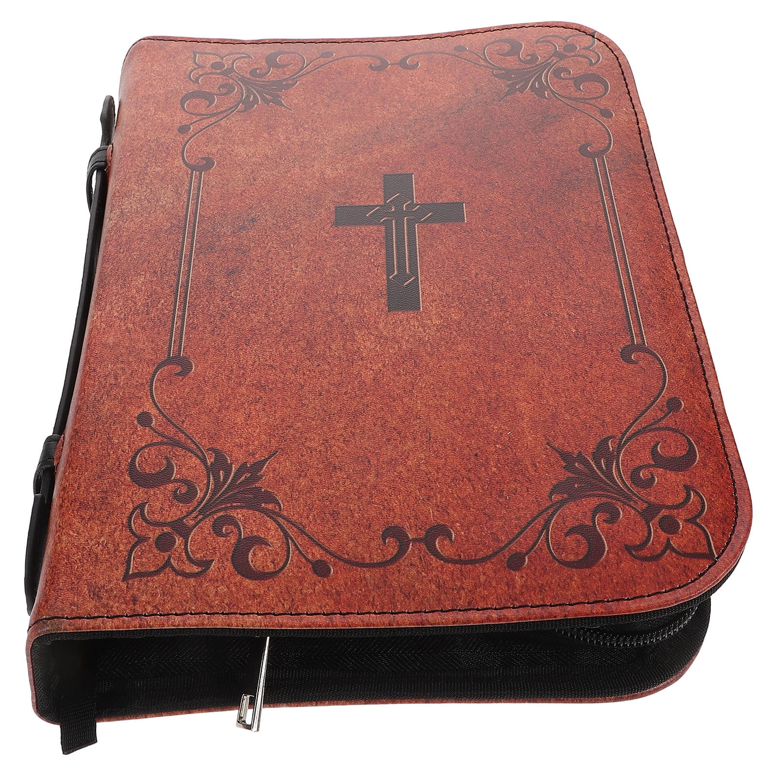 WORGEOUS Vintage Bible Cover PU Bible Cover with Handle Zippered Bible ...