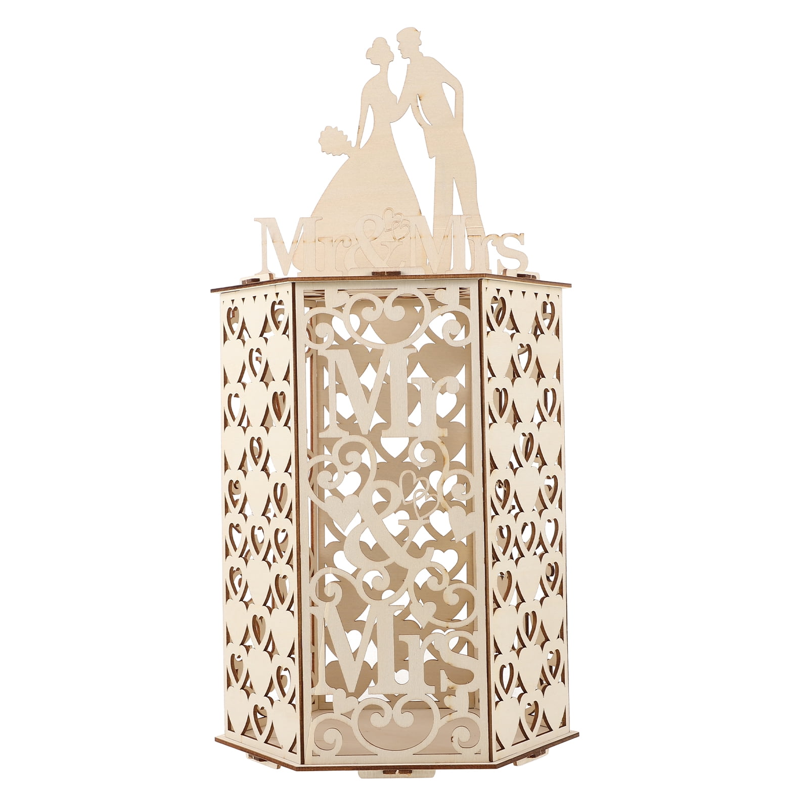 DIY Wooden Wedding Card Box for Decor Light Yellow Large Capacity ...