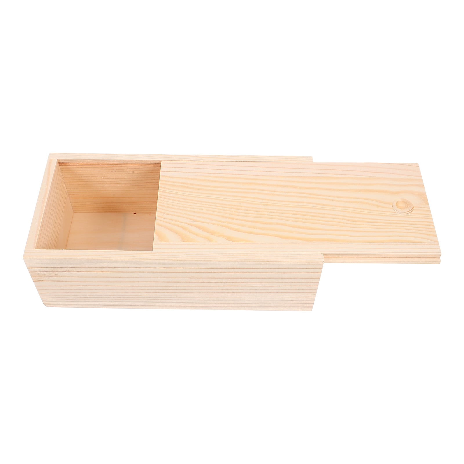 WORGEOUS Wood Box with Sliding Lid Unfinished Wood Storage Box Blank ...
