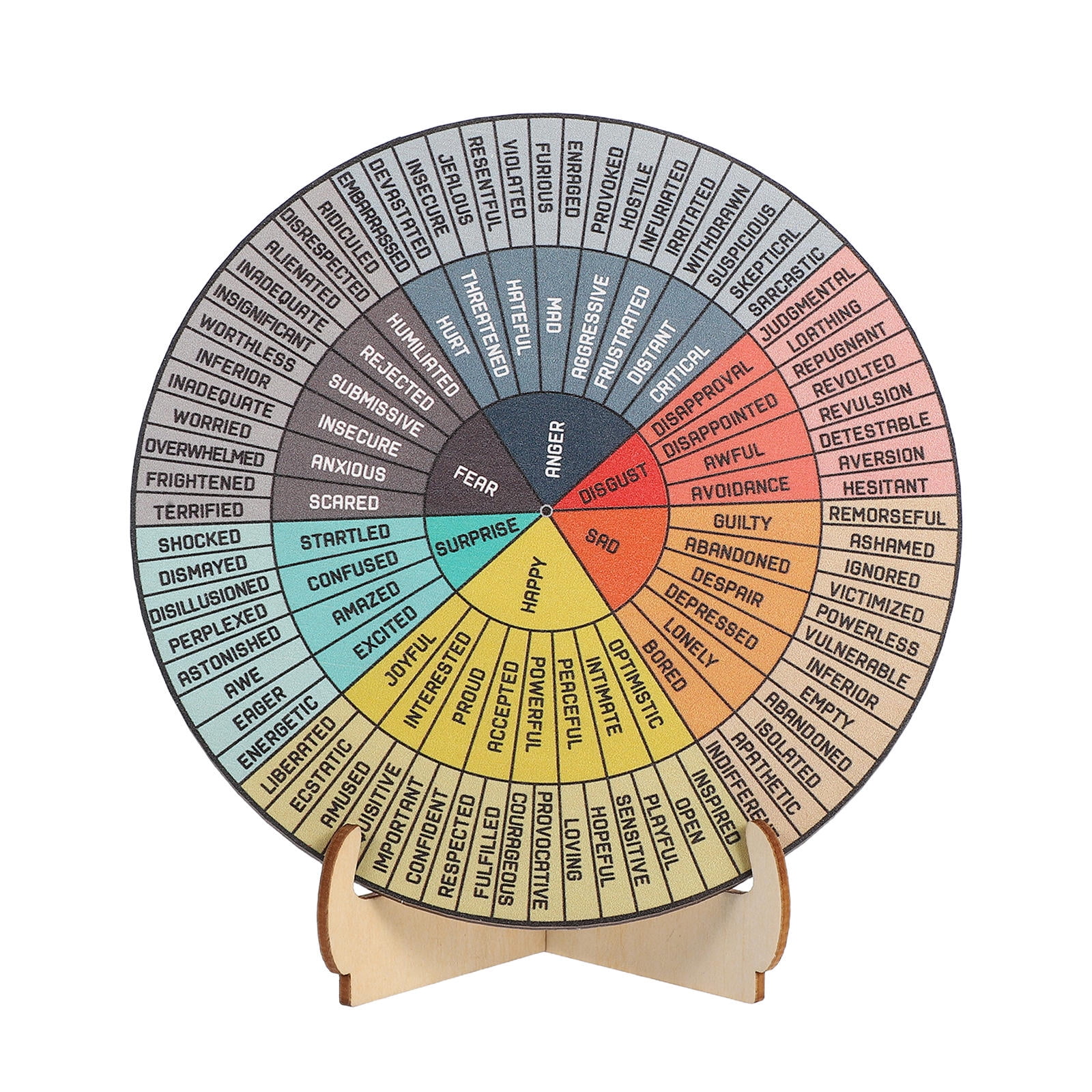 WORGEOUS Wooden Feelings Wheel Calming Emotions Wheel Chart With Stand ...