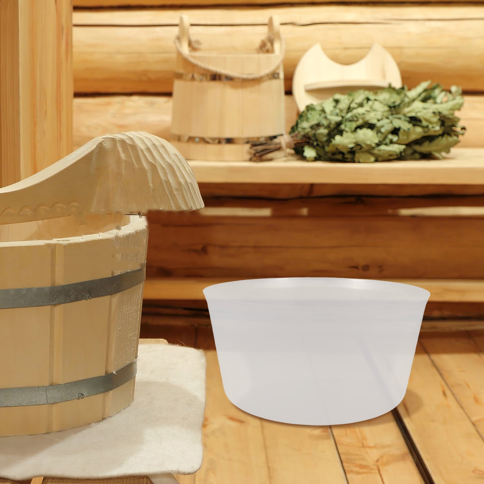 WORGEOUS Wooden Sauna Bucket Liner for Spa Room Traditional Water ...