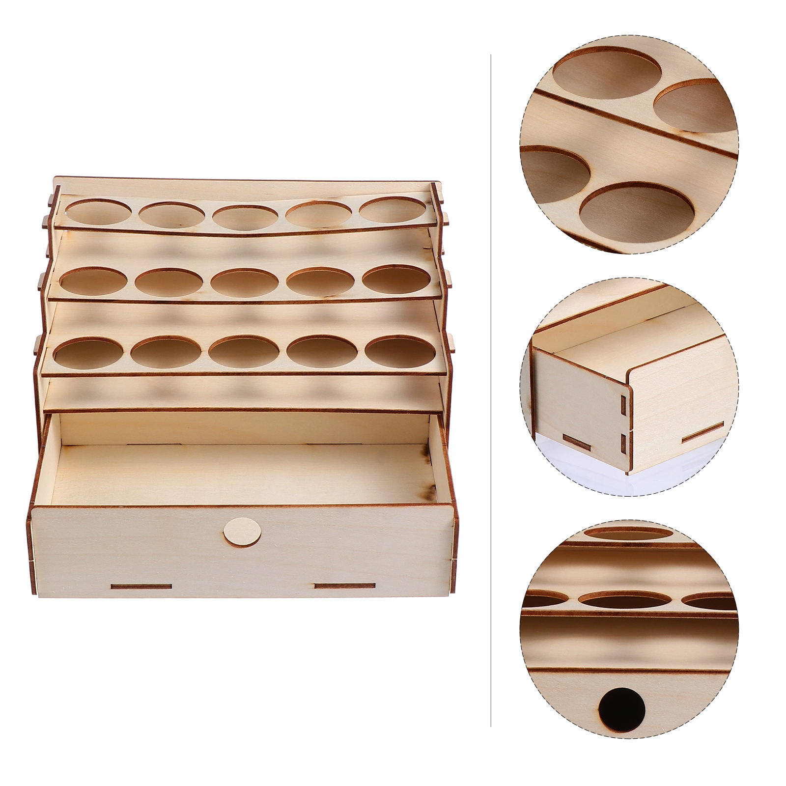 WORGEOUS Wooden Storage Rack Makeup Cups for Paint Tube Holder Tray ...