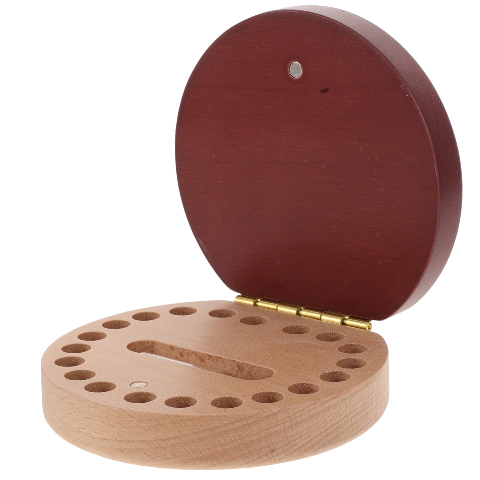 HINTRMENT Baby Tooth Storage Box Wooden Light Brown for Families ...