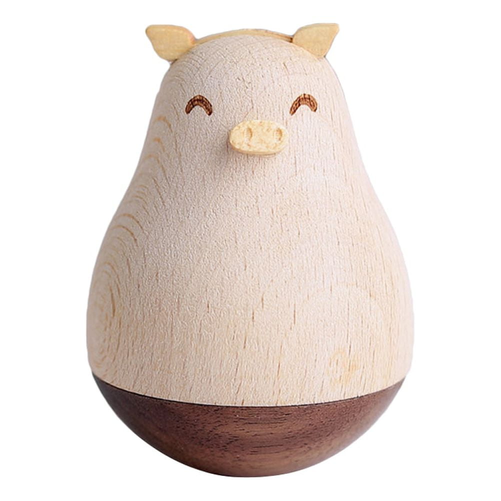 WORGEOUS Wooden Tumbler Small Action Figure Table Desk Statue Model ...