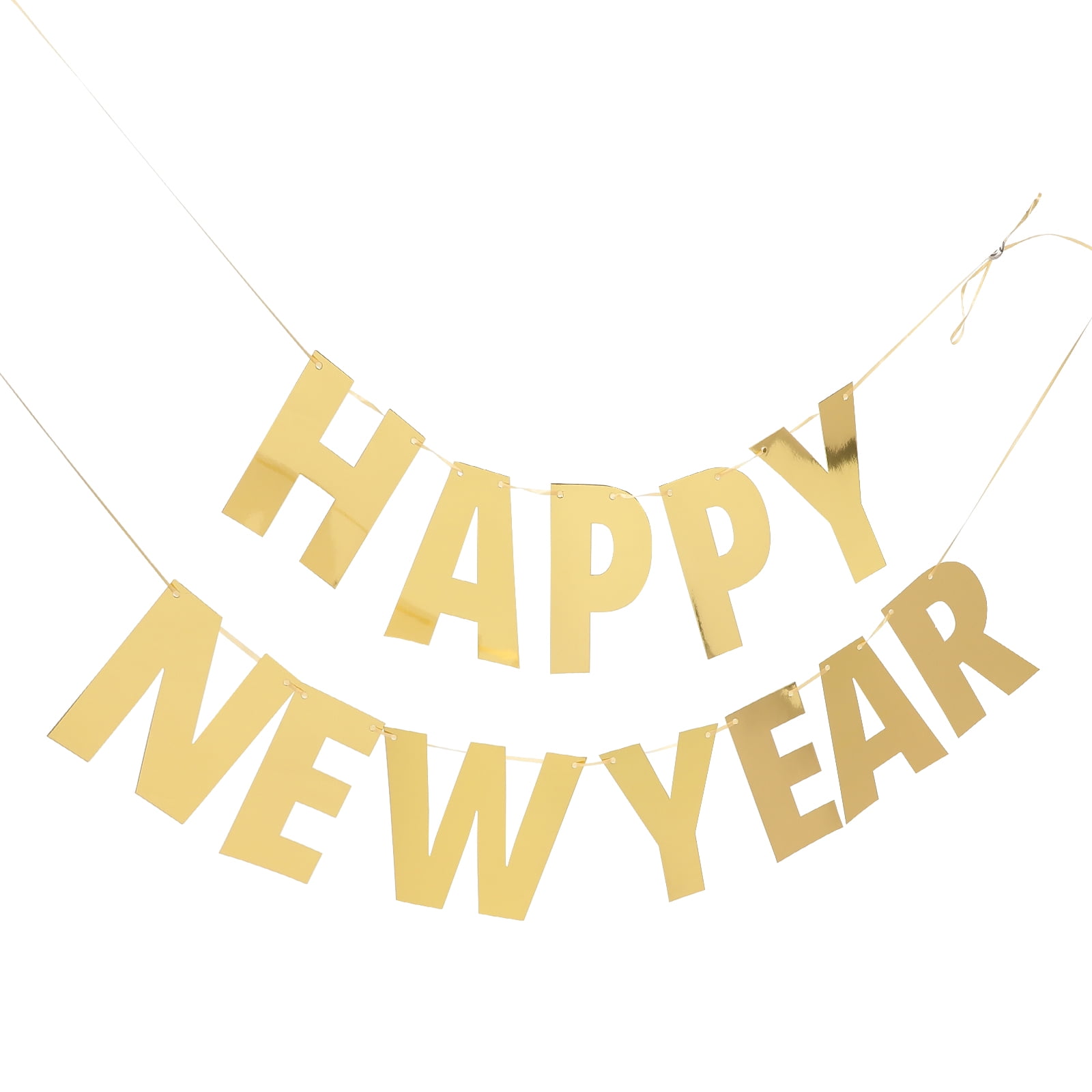GETAJGHSD New Year Decorative Banner Golden Rectangular 1 Set 7.1x6.3in ...
