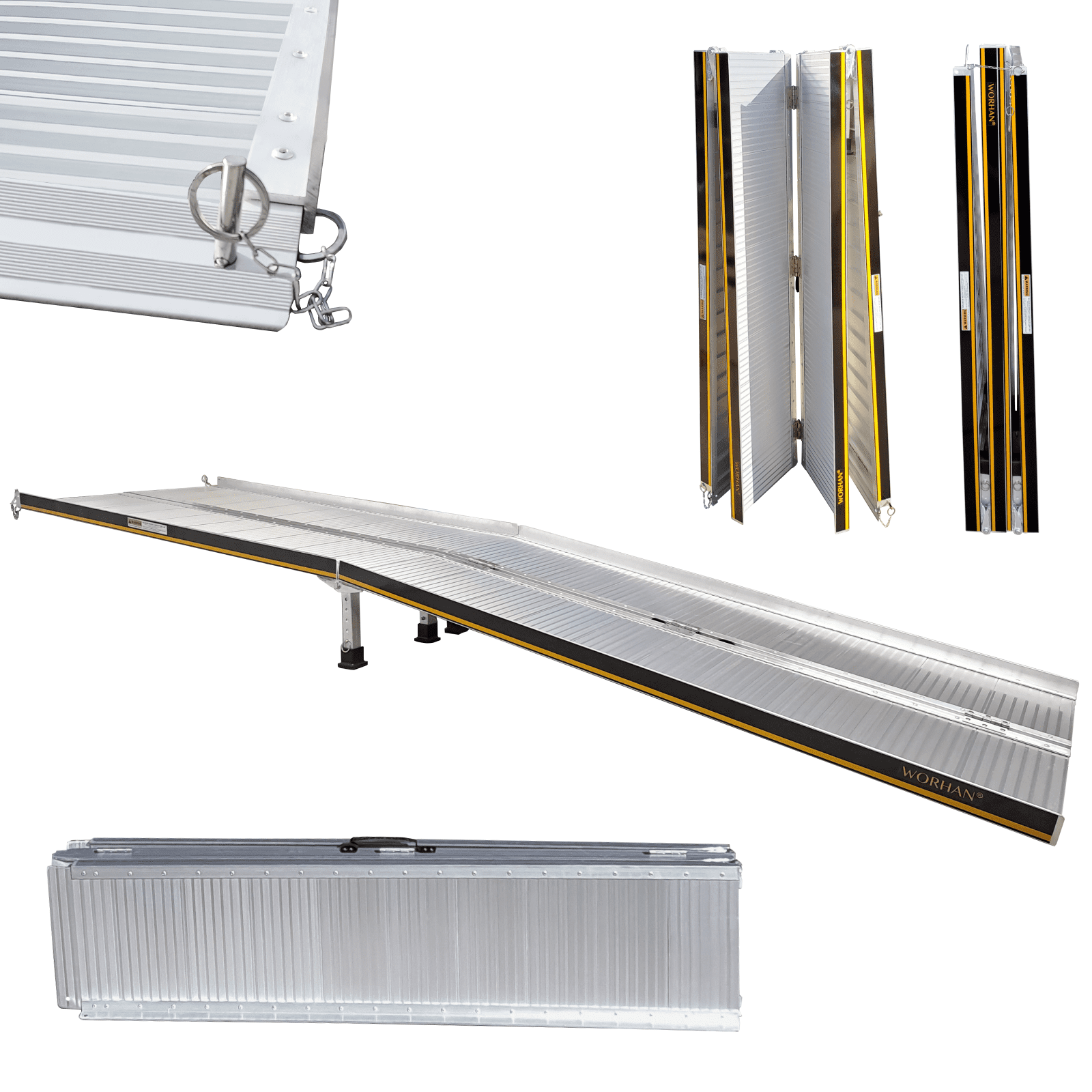 WORHAN Mobility Aluminum Wheelchair Ramp 10 ft. Loading Folding Access ...
