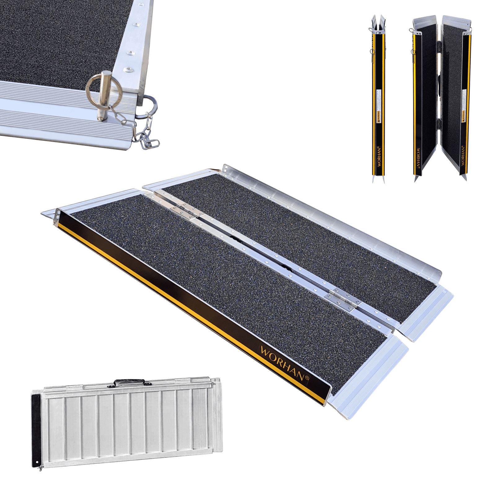 WORHAN Mobility Aluminum Wheelchair Ramp 3 ft. Loading Folding Access ...