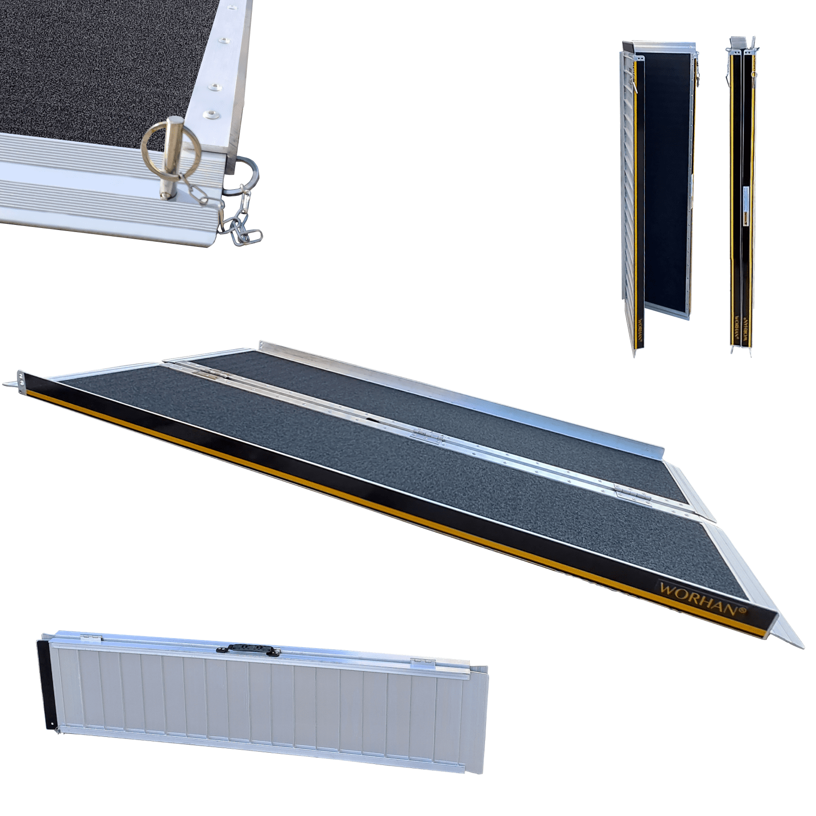 WORHAN Mobility Aluminum Wheelchair Ramp 4 ft. Loading Folding Access ...