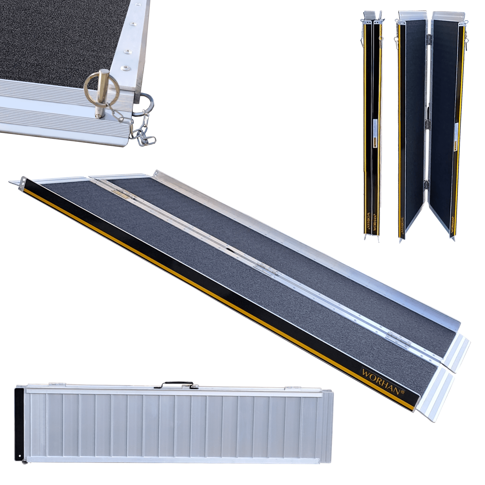 WORHAN Mobility Aluminum Wheelchair Ramp 5 ft. Loading Folding Access ...