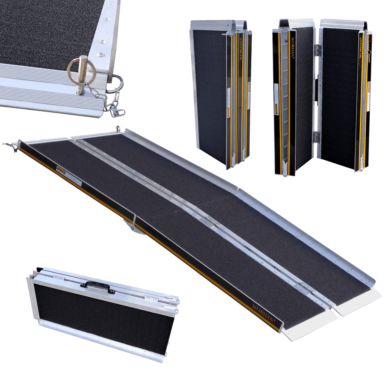 WORHAN Mobility Aluminum Wheelchair Ramp 5 ft. Loading Folding Access ...