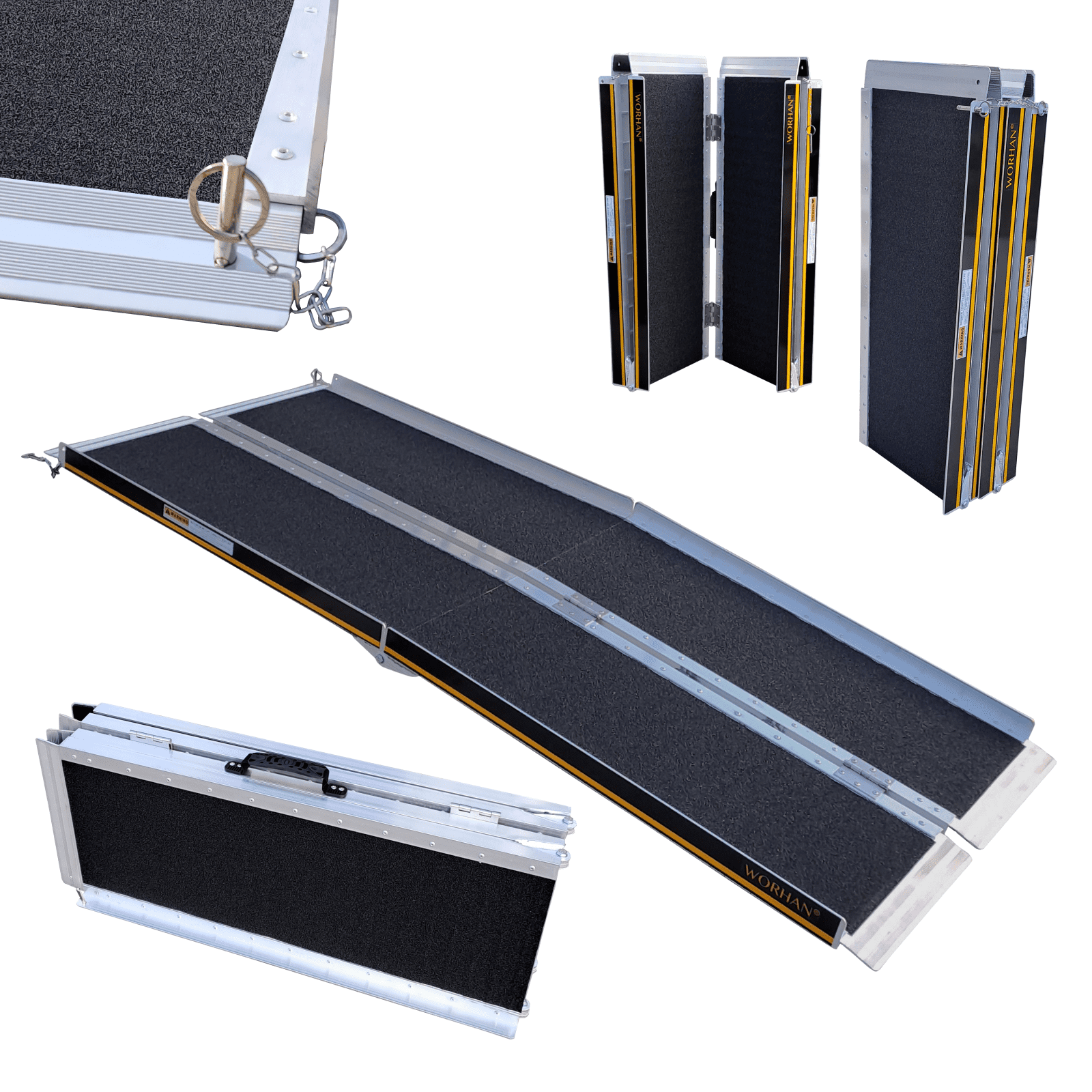 WORHAN Mobility Aluminum Wheelchair Ramp 6 ft. Loading Folding Access ...