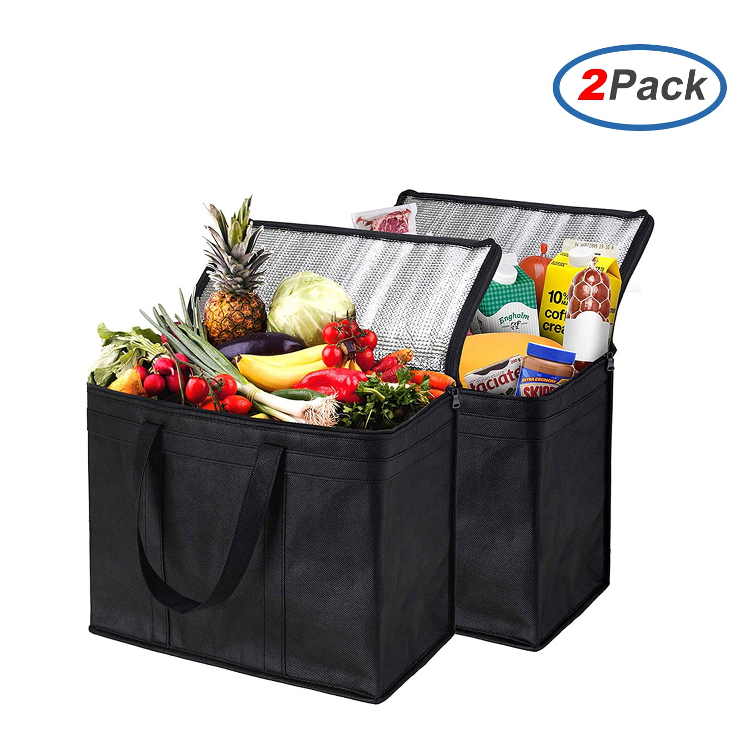 WORKEASE 2 Pack XL Grocery Bag, Insulated Reusable Grocery Shopping Bag ...