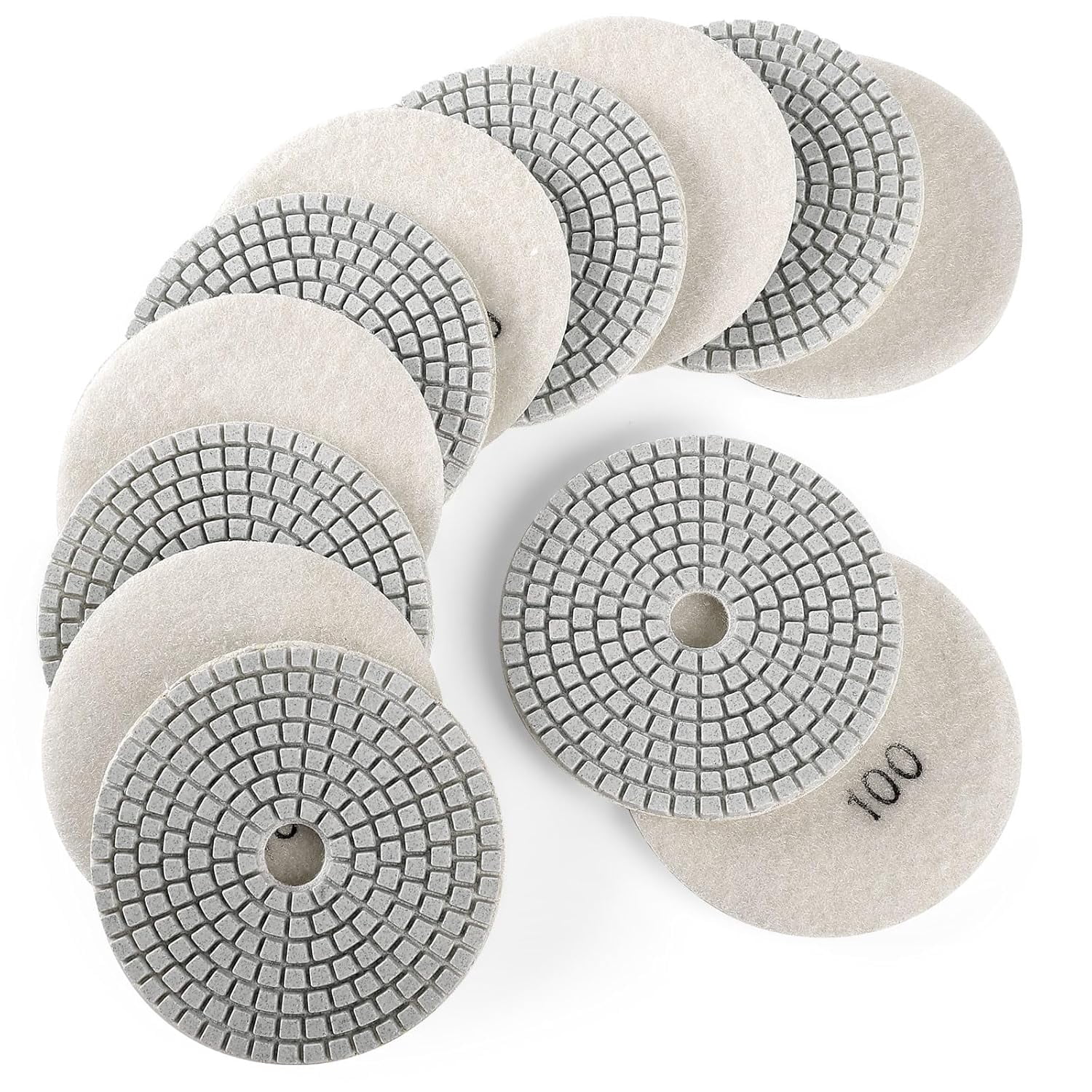 WORKEASE 4 Inch Diamond Polishing Pads Wet/Dry 12PCS, 100 Grit Diamond ...