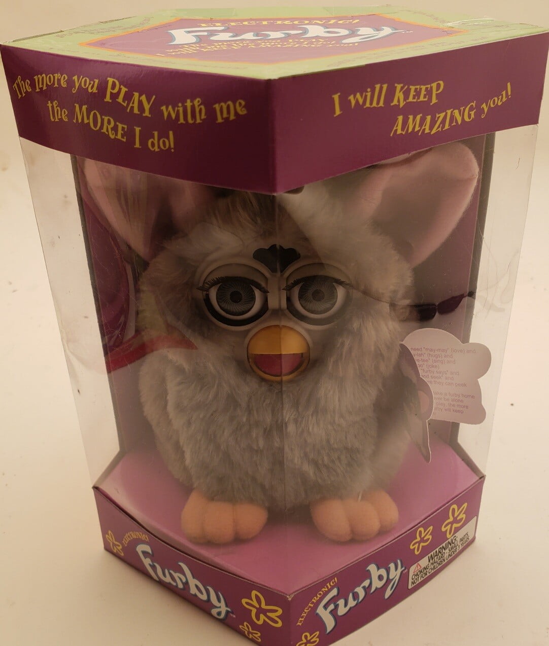 WORKING! FURBY 1998 ORIGINAL 1st Generation GREY TABBY/GREY! NIB ...