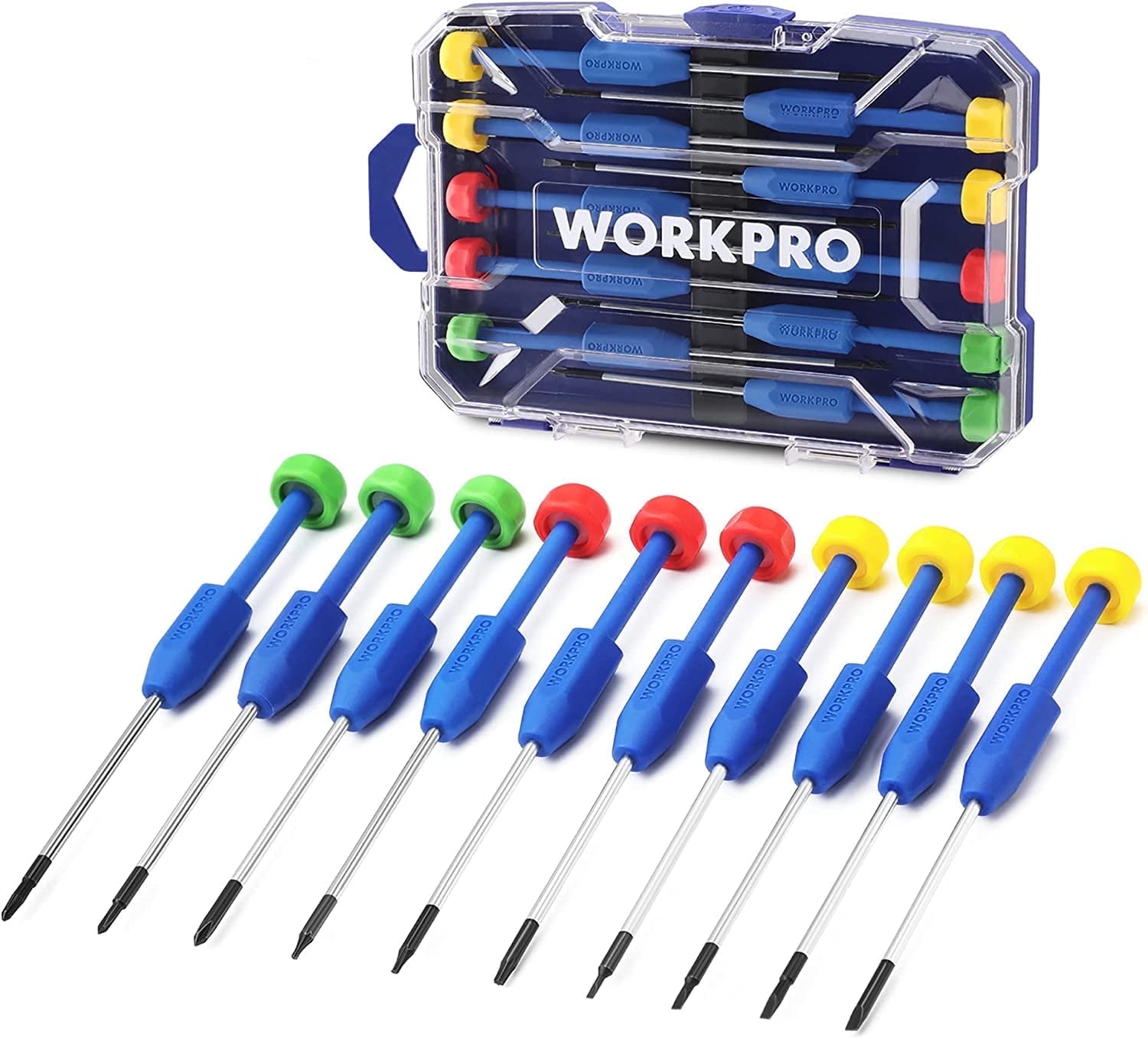 WORKPRO 10-Piece Precision Screwdriver Set with Case, Phillips, Slotted ...