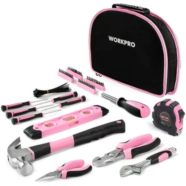 WORKPRO 106-Piece Pink Tool Kit, Portable Lady's Household Repair Set ...