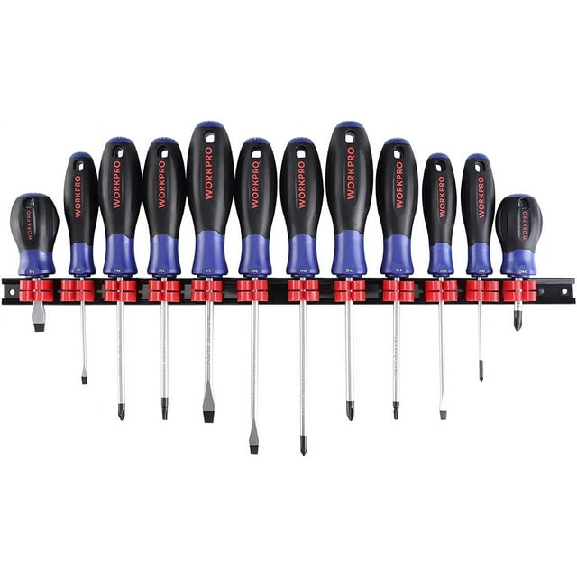 WORKPRO 12-Piece Magnetic Screwdriver Set, Flat/Slotted/Phillips/Torx ...