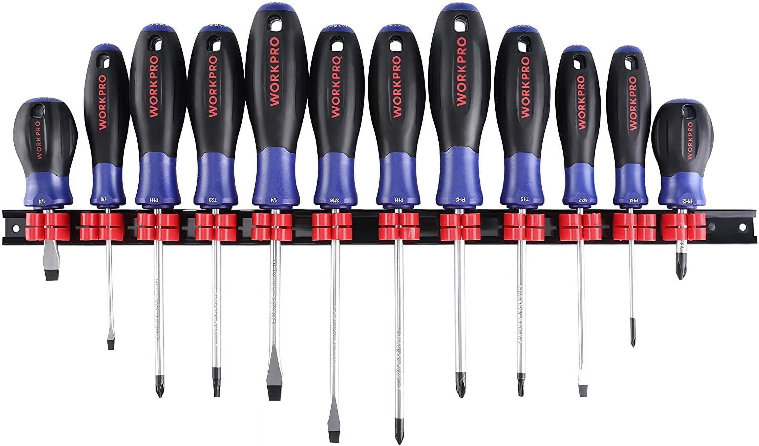WORKPRO 12-Piece Magnetic Screwdriver Set, Flat/Slotted/Phillips/Torx ...