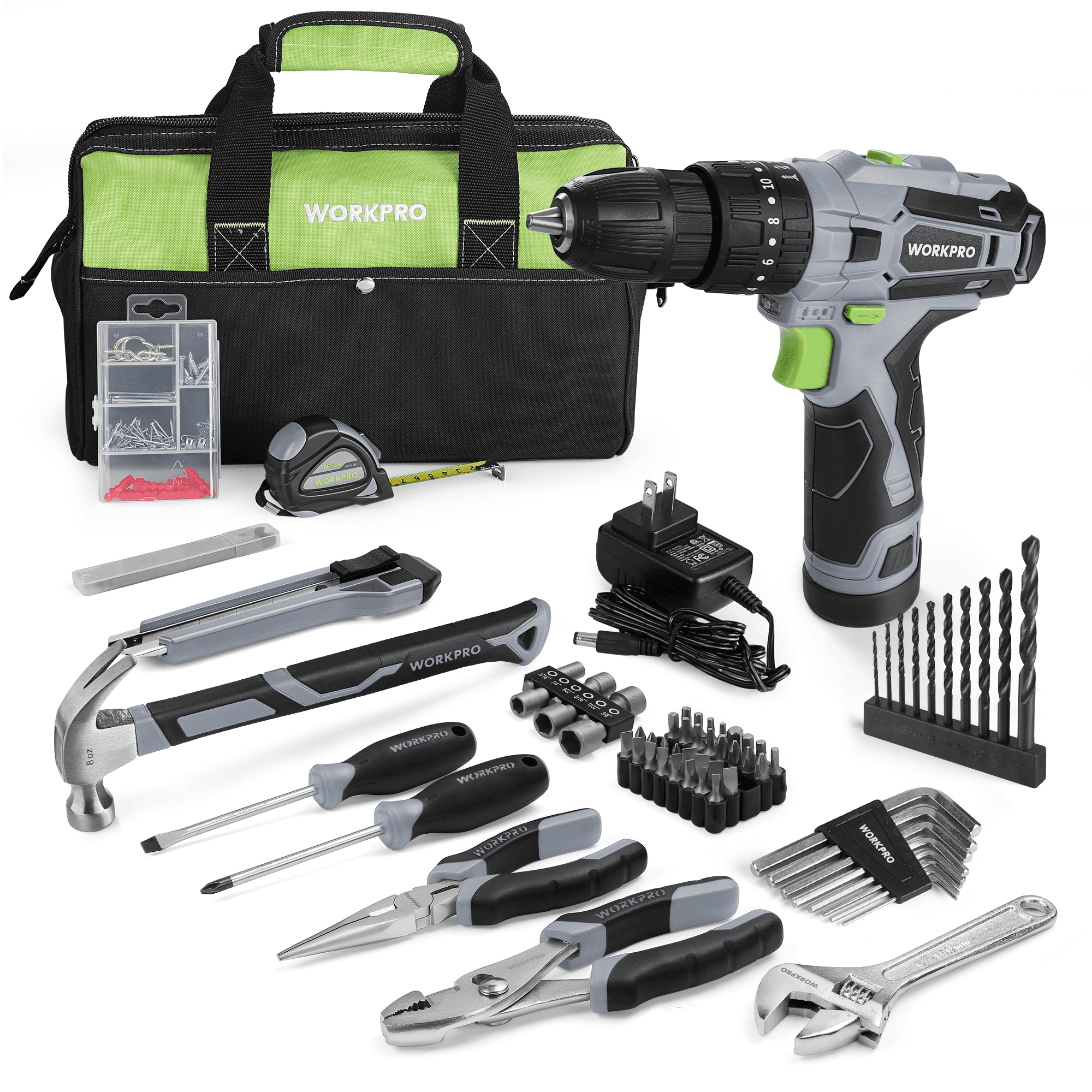 Free Shipping! WORKPRO 12V Cordless Drill, Power Tool Set for Home, 177 ...