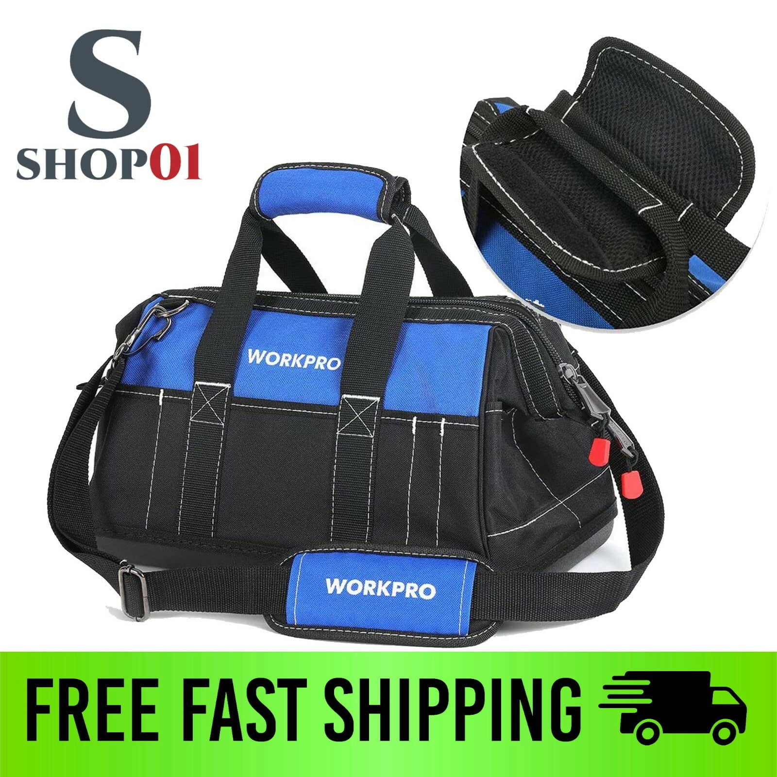 WORKPRO 16-inch Wide Mouth Tool Bag with Water Proof Molded Base ...