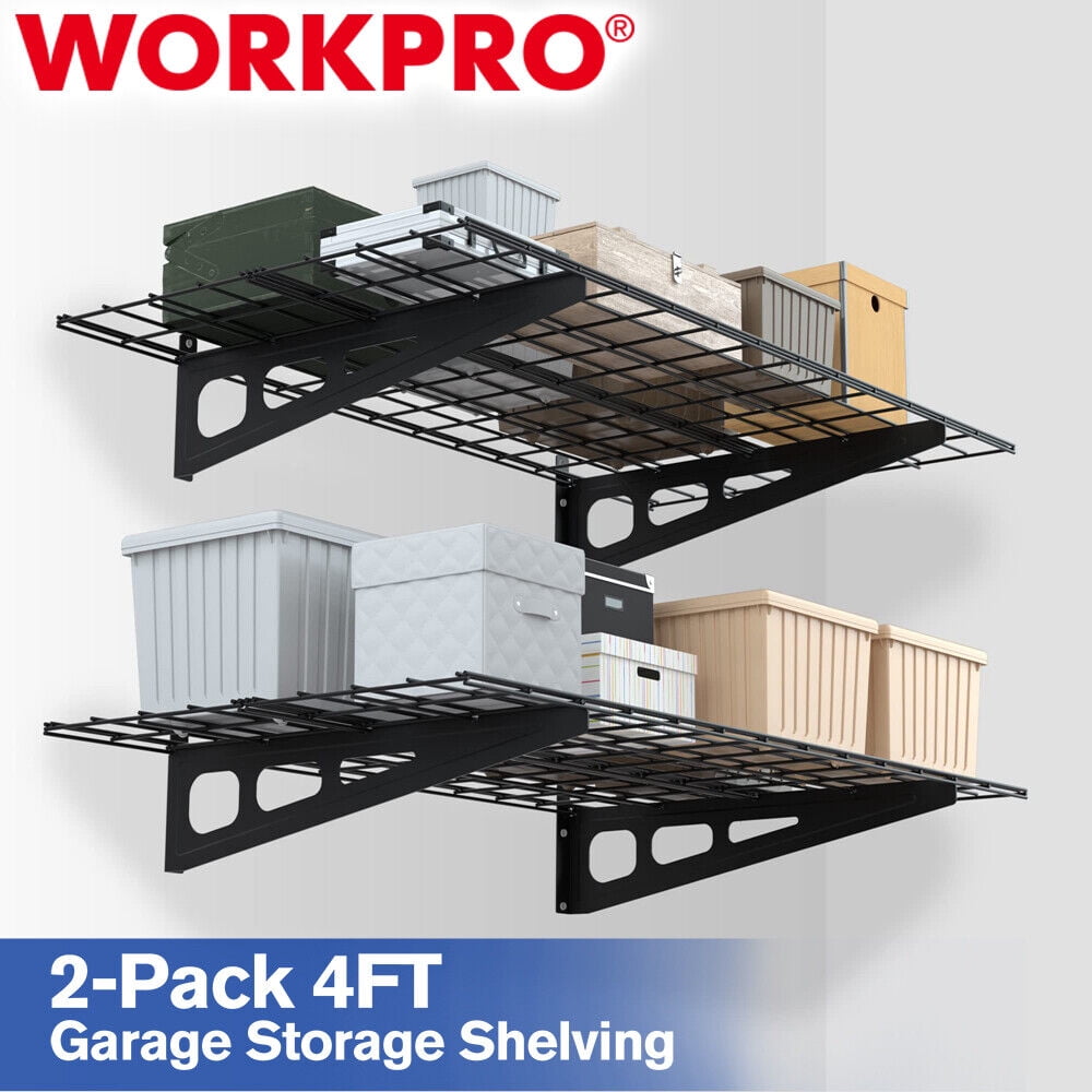 WORKPRO 2PCS 2x4FT Garage Wall Shelving 48"*24" Heavy Duty Wall Mounted Shelving - Walmart.com