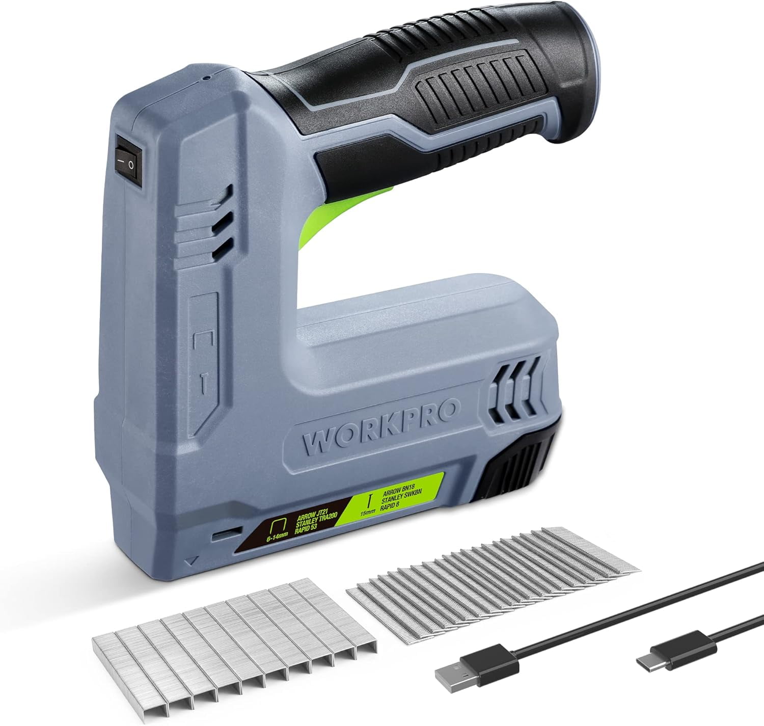 WORKPRO 3.6V 2000mAh Cordless Stapler with 2000 Staples, Multifunctional Stapler 2-in-1 ...
