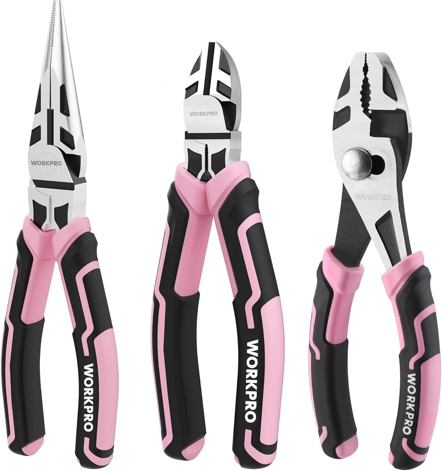 WORKPRO 3-Piece Pliers Set, Pink Tool Set Including Needle Nose ...