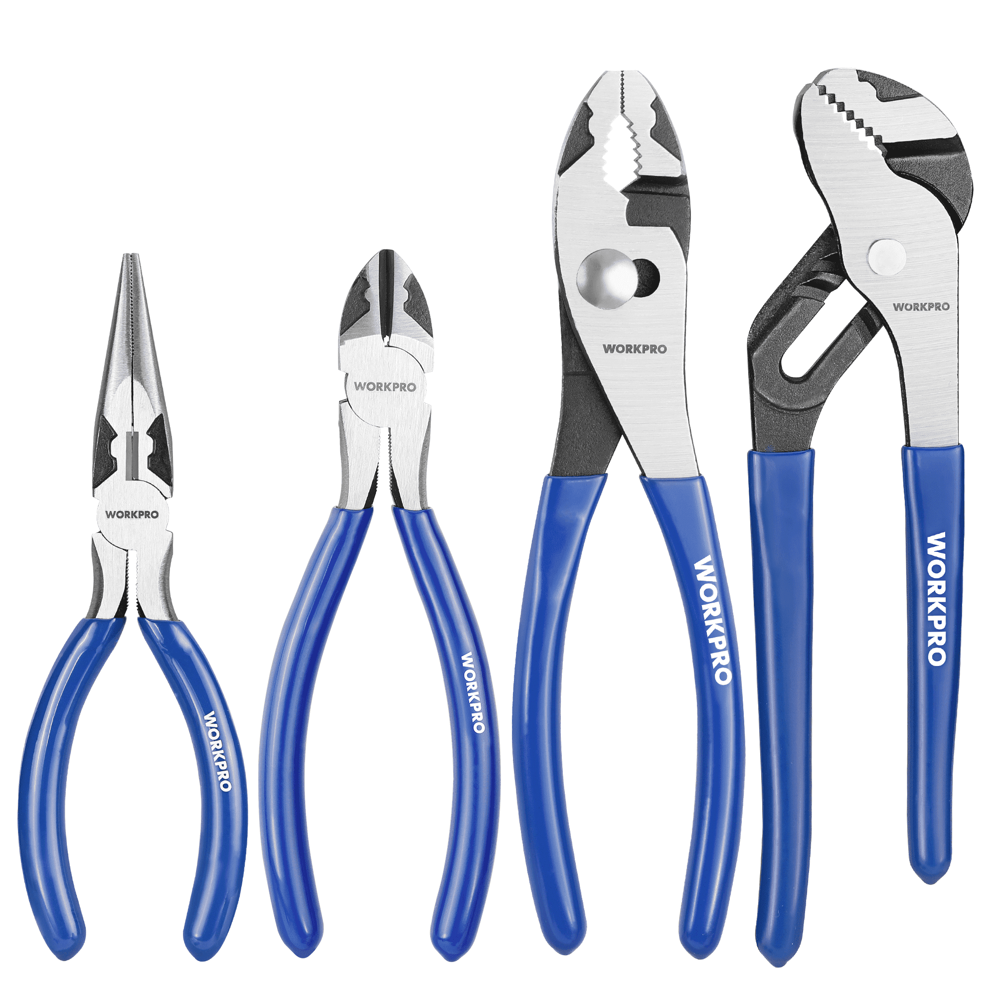 WORKPRO 4-Piece Pliers Tool Kit with Soft Handle Includes 6”Needle ...
