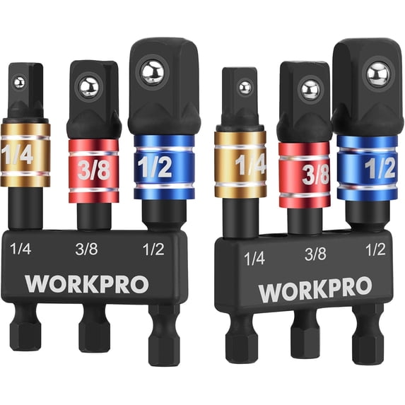 WORKPRO 6-Piece Impact Grade Socket Adapter Set, 1/4", 3/8" & 1/2 ...