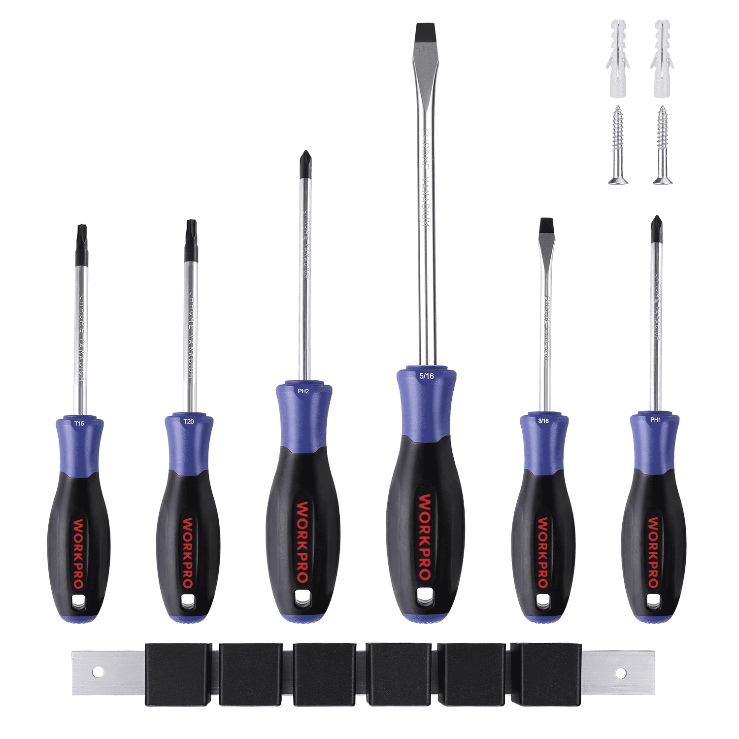 WORKPRO 6-Piece Magnetic Screwdriver Set, Flat Head, Phillips, Torx ...