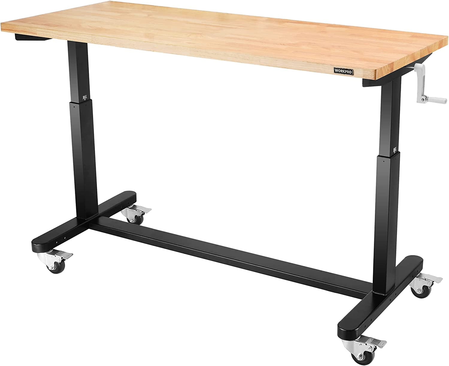 "WORKPRO 60"" Adjustable Work Table with Crank, Casters, 500 lbs Load ...